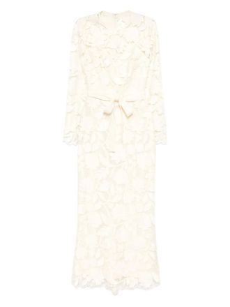 Elie Saab robe mi-longue à broderies - Tons neutres