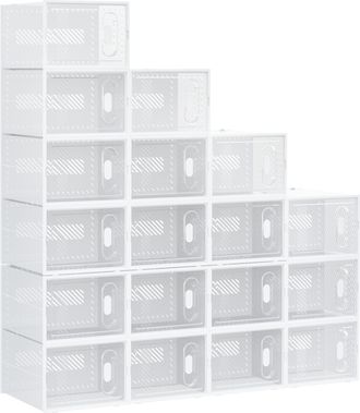 HOMCOM Schuhboxen 18er Set Schuhkarton stapelbar Schuhorganizer Schuhaufbewahrung Aufbewahrungsboxen Schuhschrank Regalsystem mit transparent Tür für Schuhe 