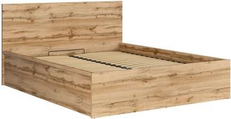 PEGANE Lit adule 160x200 Lit coffre 2 place avec sommier et rangement, coloris Ch&ecirc;ne wotan - Longueur 204,5 x Profondeur 169 x Hauteur 95/40,5 cm