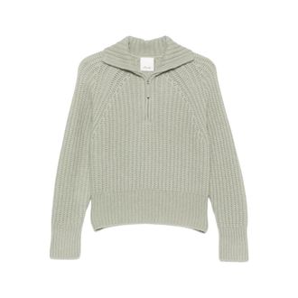 Allude Pullover mit hohem Kragen und Rei&szlig;verschluss - - Knitwear - Damen - Gr&uuml;n - XS