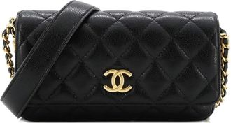 Chanel Twist Your Buttons Flap Clutch with Chain Quilted Caviar crossbody bag - Noir