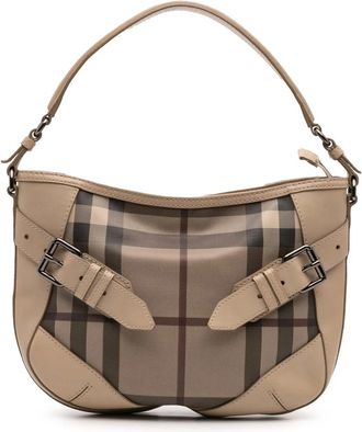 Burberry Hobo Bags - Smoke Check Coated Canvas and Leather Satchel - Gr. unisize - in Braun - für Damen
