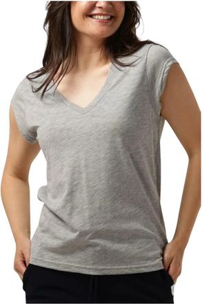 Coster Copenhagen Graues Basic V-Ausschnitt Heart T-Shirt - - Tops - Damen - Grau - L