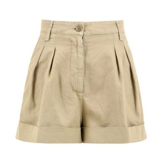 Aspesi Femme, Shorts, Beige, Taille: 36 FR Short en gabardine de coton et lin teint en pi&egrave;ce