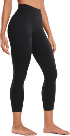 CRZ YOGA Butterluxe Damen High Waist 3/4 Leggings Capri Blickdicht Sport Yoga Fitness Sommer Sporthose - 58cm Schwarz 44