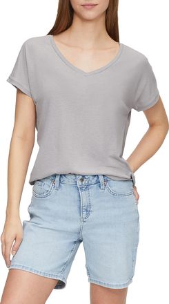 QS by s.Oliver Damen 2147432 T-Shirt aus Leinenmix, grau 9203, S