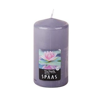 Spaas Bougie cylindrique parfumée 80/150 mm, ± 65 heures, nénuphar féérique, grise