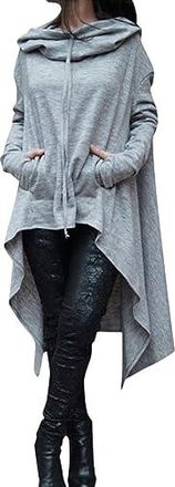 Generic Sweat à Capuche Ample pour Femmes, Hauts à Capuche Longs, Sweat-Shirt pour Femme, Chemisier asymétrique Veste Courte Femme Lin Woman Running Jacket (G