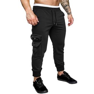 Generic Pantalon de jogging pour homme - Couleur unie - Pantalon de sport d&eacute;contract&eacute; - Pantalon de loisirs &eacute;lastique avec poche - Pantalon hip hop - Pantalon