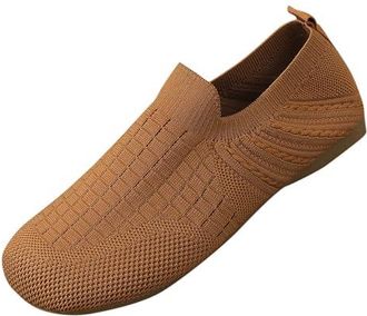 Generic Chaussures plates &agrave; enfiler pour femme - Coupe large - En maille - Bout rond - Couleur unie - Tendance - Confortable - Respirante - D&eacute;contract&eacute;e - Pou