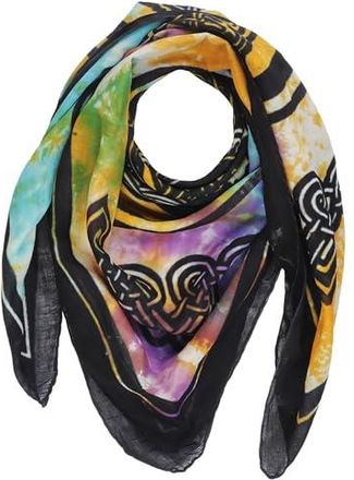 Freak Scene Echarpe en coton - noeuds et figures celtiques noirs - colorant tie - tissu carré