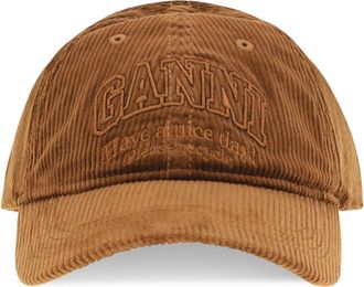Ganni B3020261 Corduroy Baseball Cap - Brown