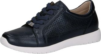 Caprice Damen Sneaker flach aus Leder mit Lochmuster, Blau (Ocean Per.Deer), 41 EU