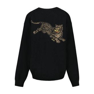 Kenzo Mens Rws Jumping Tiger Cardigan - Kenzo Cotton Black Ready-To-Wear Sweatshirts