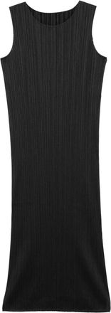 Pleats Please Issey Miyake robe longue &agrave; design pliss&eacute; - Noir