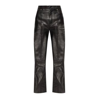 Balmain Pantalon en cuir taille haute - Femme - Pantalons - Noir - Taille: 34 FR