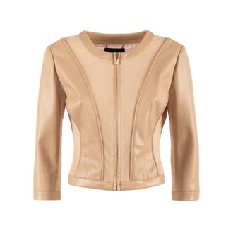Nenette Kurze- taillierte Jacke aus Kunstleder - - Jackets - Damen - Beige - 2XL