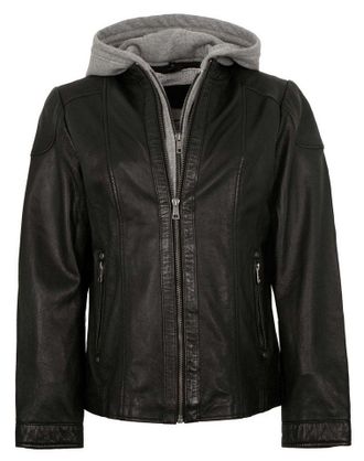 Mauritius Lederjacke MWLezia CF Mauritius - Damen Lederjacke Lammnappa Kapuze schwarz