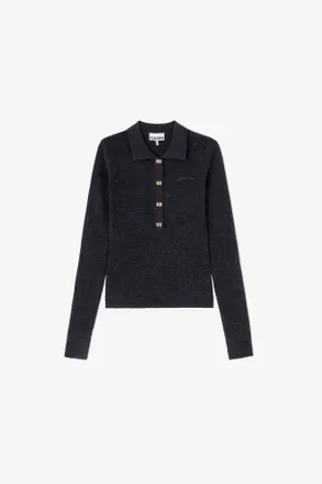 Ganni Polo tricot&eacute; Multicolore Laine - Taille S - Pour Femme