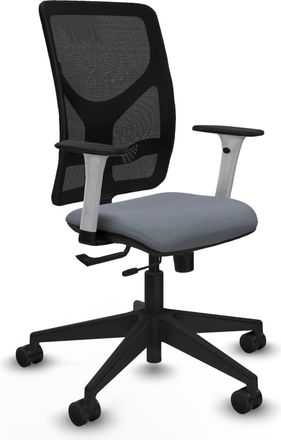 Piqueras y Crespo Stuhl aus grauem Netzstoff, mit wei&szlig;en und schwarzen Armlehnen, h&ouml;henverstellbare Lendenwirbelst&uuml;tze, ausgestattet mit Syncro/Traslack und Schneidesch