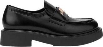 Love Moschino Femme, Chaussures, Noir, Taille: 39 EU Mocassins en Cuir de Veau Abrasif City Love