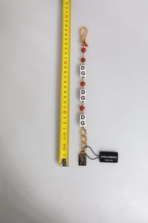 Dolce & Gabbana Mens Multicolor Gold Tone Brass Chain Dg Logo Dice Bracelet Gold-Tone Metal