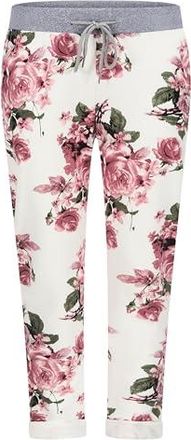 Mississhop Pantalon de jogging en coton pour femme Motif floral, Modèle 19, taille unique