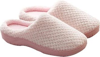 Hemoton Pantoufles Int&eacute;rieures en Coton pour Femmes Doublure Peluche &Eacute;paisse Semelle Antid&eacute;rapante Pantoufles Hiver Confortables et Chaudes pour Couple Rose