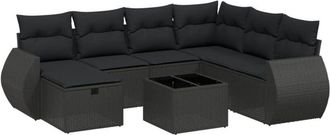 vidaXL 8-tlg. Garten-Sofagarnitur mit Kissen Schwarz Poly Rattan vidaXL