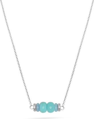 Tamaris Necklace - Kette mit bunten Natursteinen aus Edelstahl - Silber - Rolokette verstellbar bis 45 cm - wasserfest & hautfreundlich