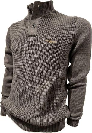 Aeronautica MA1572 Herren-Strickjacke mit Stehkragen, aus Baumwolle, 34400 Beluga Grey, XX-Large