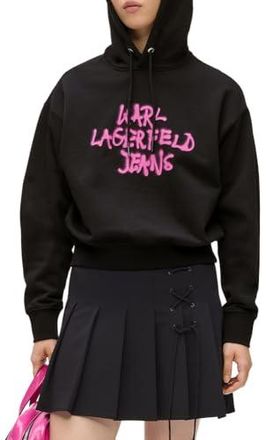 Karl Lagerfeld Womens, Graffiti Hoodie, Regular Fit Sweat-Shirt &agrave; Capuche, Noir, M Femme