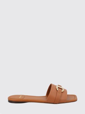 Ferragamo Sandales plates Gancini en cuir lisse avec bout carr&eacute; ouvert et logo