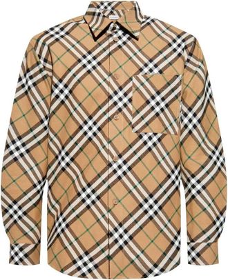 Burberry Homme, Chemises, Multicolore, Taille: S Check Print Long Sleeve Shirt
