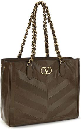Valentino Garavani Laseine Chevron Shoulder Bag - Brown
