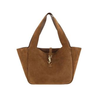 Saint Laurent Elegante Wildleder-Tote Bag mit Cassandre-Logo - - Bags - Damen - Braun - ONE SIZE