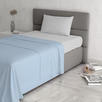 Italian Bed Linen Trendy Chic Bettwäsche-Set aus 100% Baumwolle, hergestellt in Italien, für Einzelbett, Hellblau