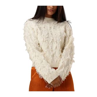 Second Female Fransen Strickpullover - - Knitwear - Damen - Beige - L