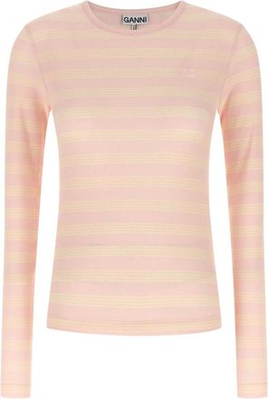 Ganni Femme, Tops, Rose, Taille: 38 FR Pull en coton stretch c&ocirc;tel&eacute;