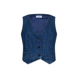 Liu Jo Gilet en toile denim avec strass