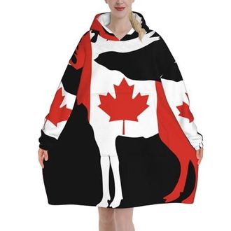 Generic Sweat &agrave; capuche pour femme et homme avec motif drapeau du Canada pour adultes surdimensionn&eacute;s pour une couverture douce et chaude