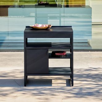 Sweeek Cuisine ext&eacute;rieure acier 1 porte 3 &eacute;tag&egrave;res L80cm noir - Kea