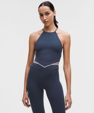 lululemon Stitch Trim Halter Tank Top f&uuml;r Frauen - Gr&ouml;&szlig;e XL in Club Blue