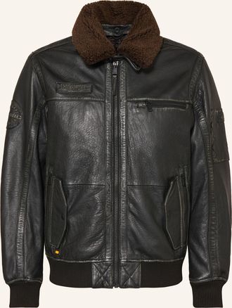 Camel Active Camel Active Lederjacke Mit Abnehmbarem Kunstfell-Kragen schwarz