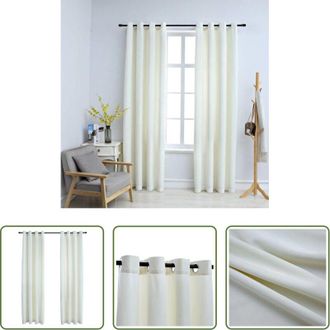 vidaXL vidaXL Vorhangstange - Verdunkelungsvorh&auml;nge mit &Ouml;sen 2 Stk. Samt Creme 140x225 cm