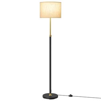 Vasagle Lampadaire, Lampe sur Pied, Hauteur R&eacute;glable de 140 &agrave; 170 cm, Style Moderne, Interrupteur &agrave; Pied, Abat-Jour en Tissu, Douille E27, Dor&eacute; et Noir LFL002