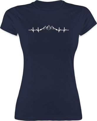 Shirtracer Shirt Damen - Skiurlaub Apres Ski - Berge Herzschlag I Geschenk Bergliebhaber I Bergliebe - M - Navy Blau - skishirt apr&egrave;s-ski-t-Shirt valemtinstagsge