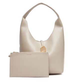 Calvin Klein Jeans Handtasche Calvin Klein Jeans Stone Lock Slouchy Small Shoulde LV04K3176G Écru