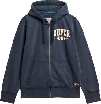 Superdry Damen Übergroße Vintage Athletic Kapuzenjacke mit Reißverschluss Kräftiges Marineblau XL