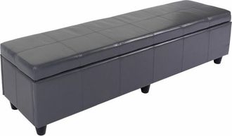 Hhg Sitzbank mit Aufbewahrung Arezzo xxl, Leder grau
